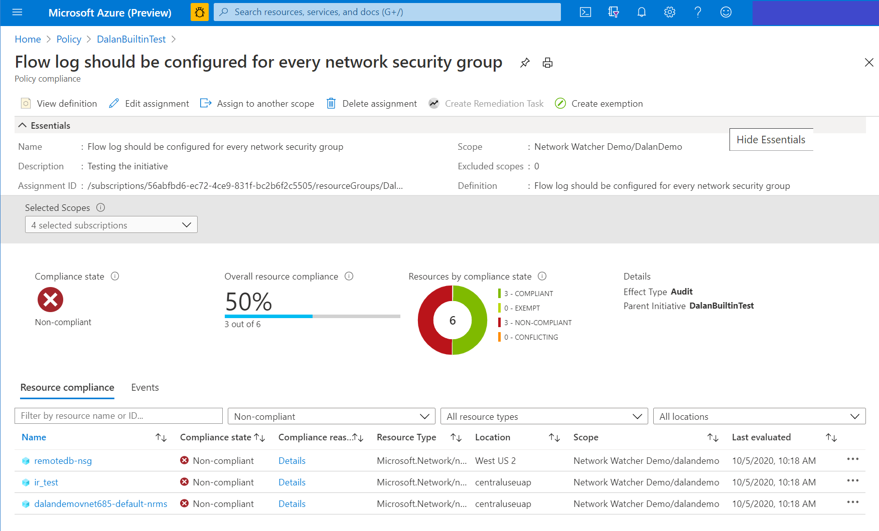 Quickstart Deploy And Manage Nsg Flow Logs Using Azure Policy Azure Network Watcher
