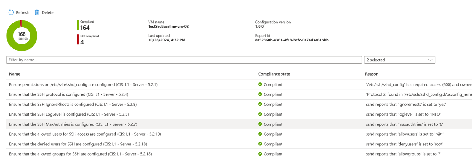 Quickstart Audit Azure Security Baseline For Linux With A Test Machine Microsoft Learn