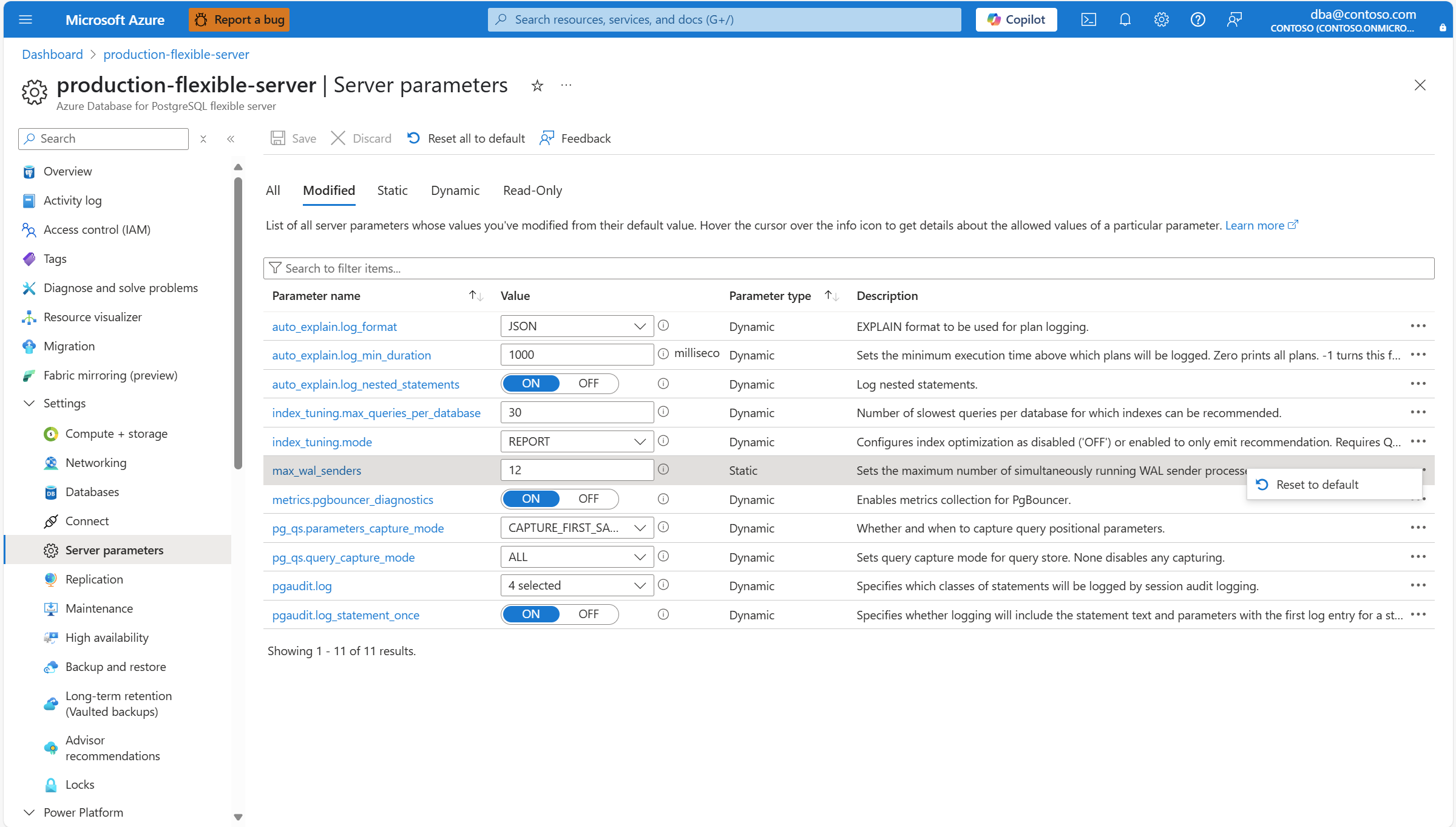 Revert One Server Parameter To Its Default Azure Database For Postgresql Flexible Server