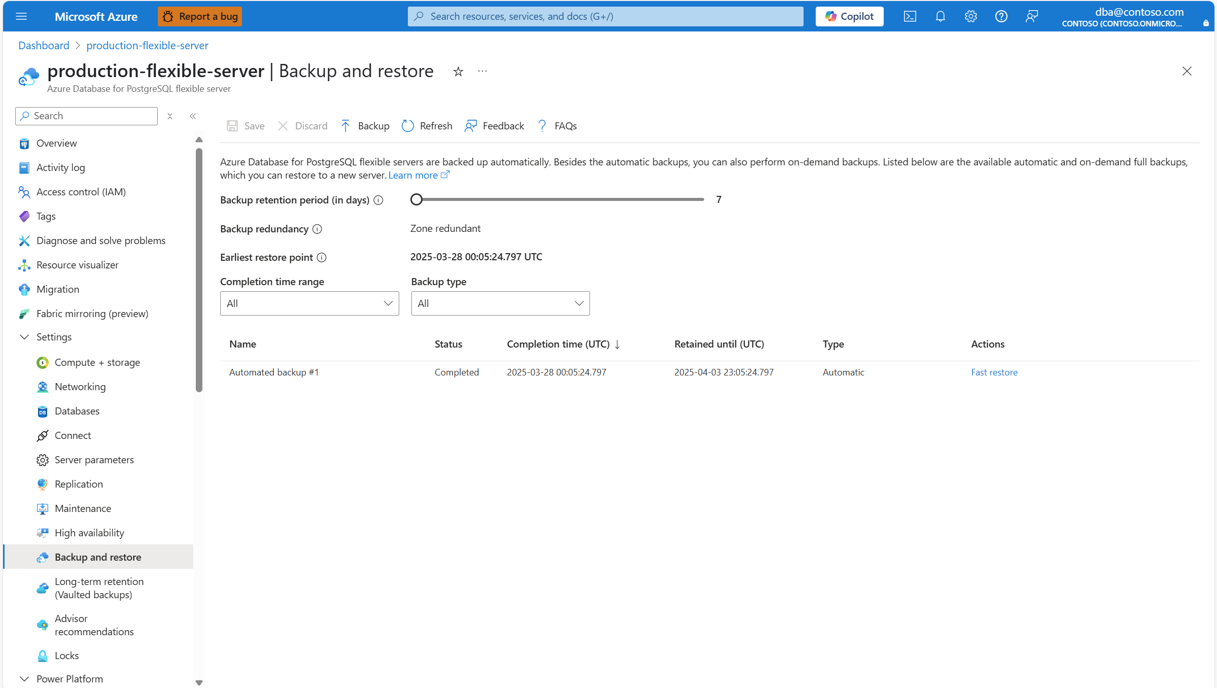 Perform On Demand Backups Azure Database For Postgresql Flexible Server Microsoft Learn