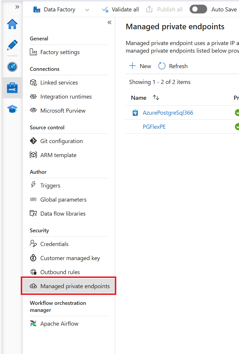 Connect To An Azure Data Factory Privately Networked Pipeline With Azure Database For Postgresql