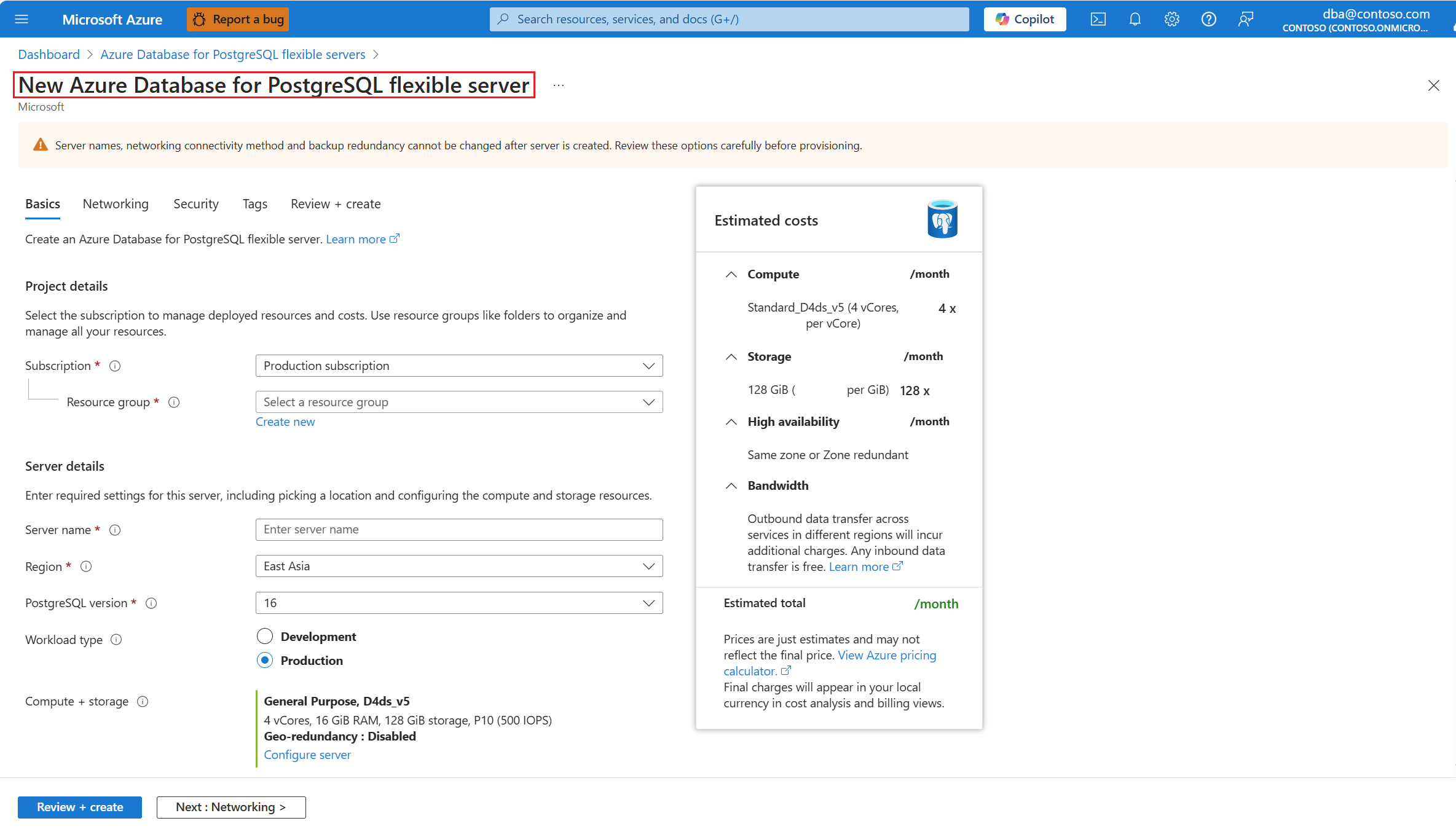 Quickstart Create An Instance Of Azure Database For Postgresql Flexible Server Azure