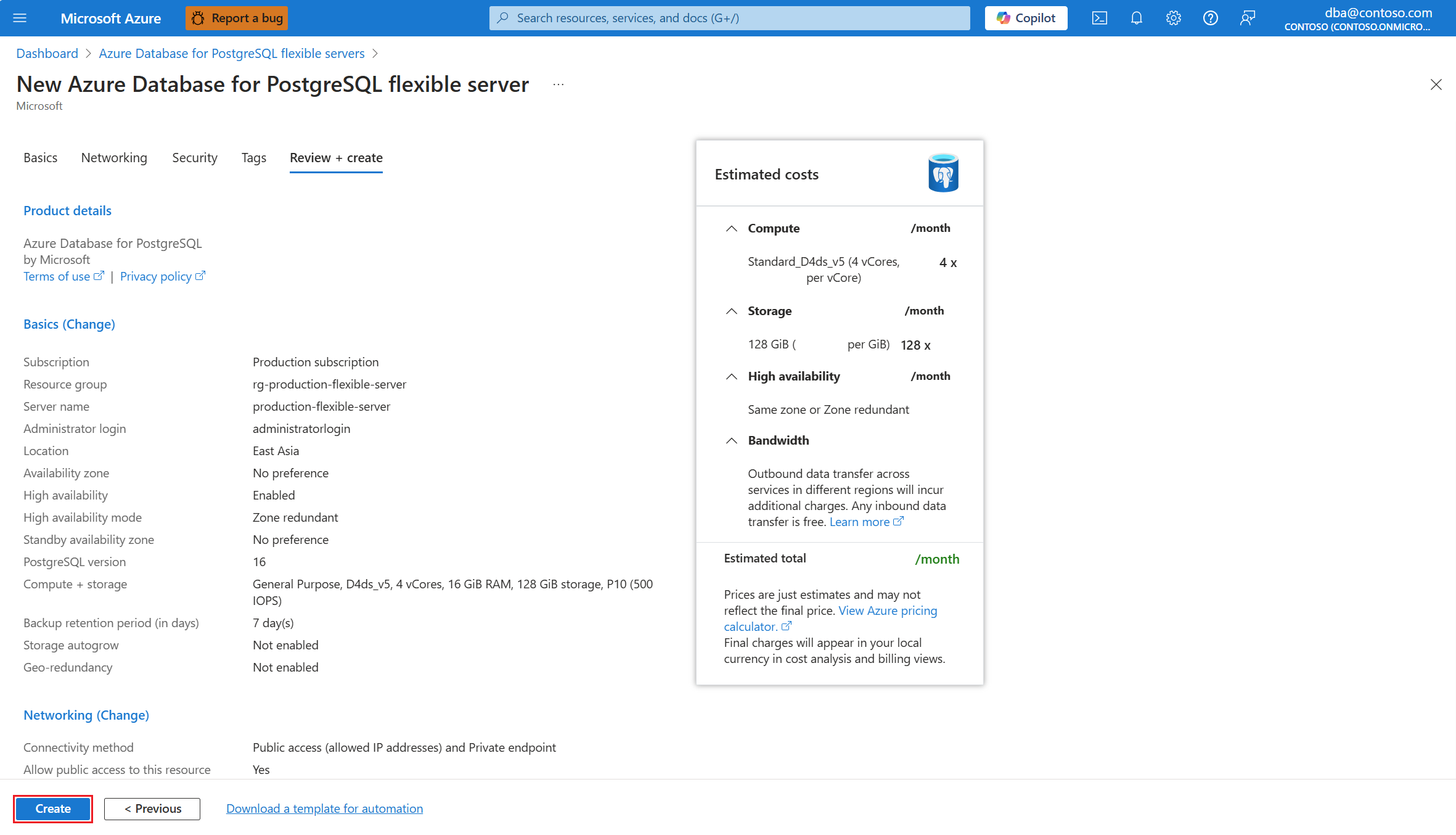 Quickstart Create An Instance Of Azure Database For Postgresql Flexible Server Azure