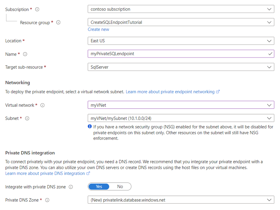 Tutorial: Connect to an Azure SQL server using an Azure Private ... Tutorial: Connect to an Azure SQL server using an Azure Private ...