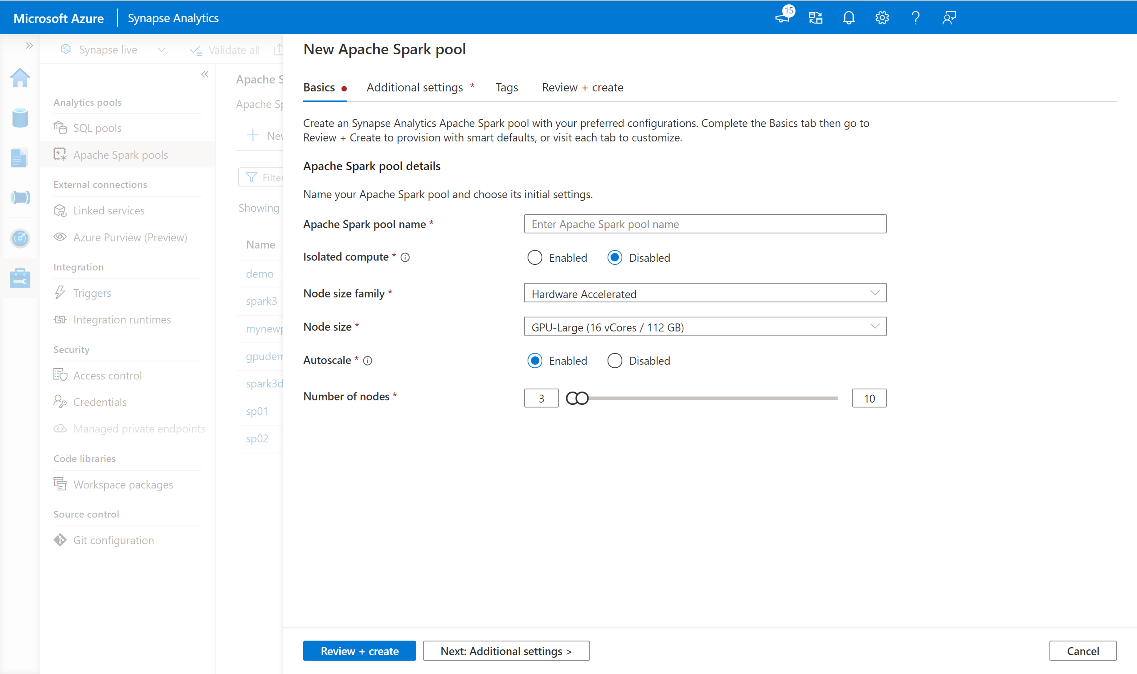 Quickstart Create A Serverless Apache Spark Gpu Pool Azure Synapse Analytics Microsoft Learn