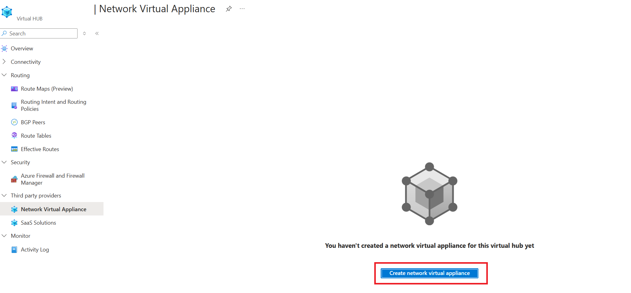 Azure Virtual Wan Create A Network Virtual Appliance Nva In The Hub Microsoft Learn