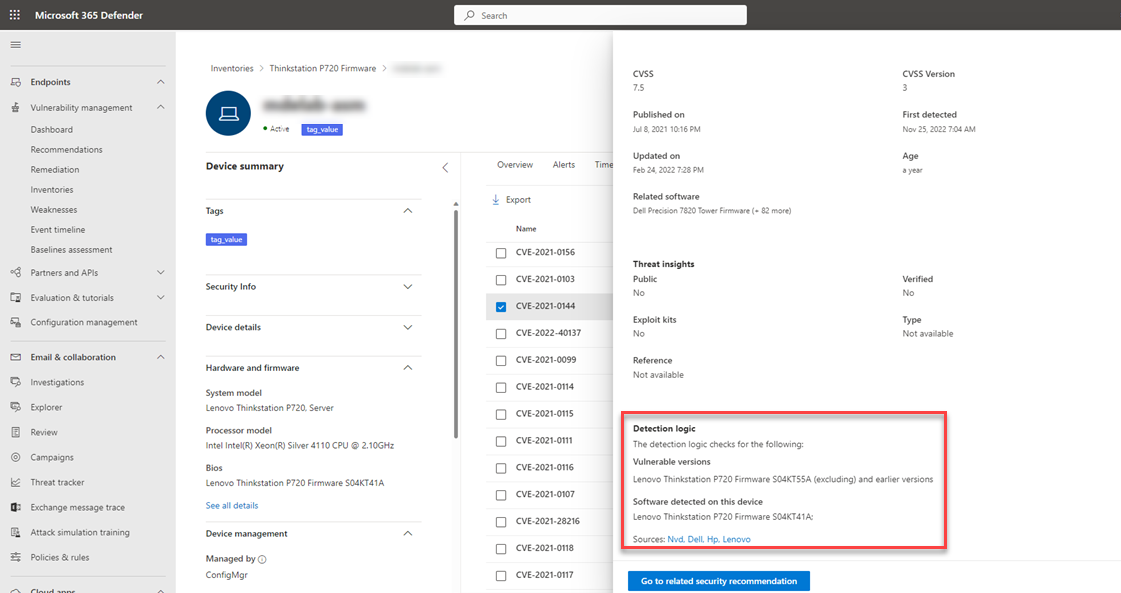 Firmware and hardware assessment - Microsoft Defender Vulnerability ... Firmware and hardware assessment - Microsoft Defender Vulnerability ...
