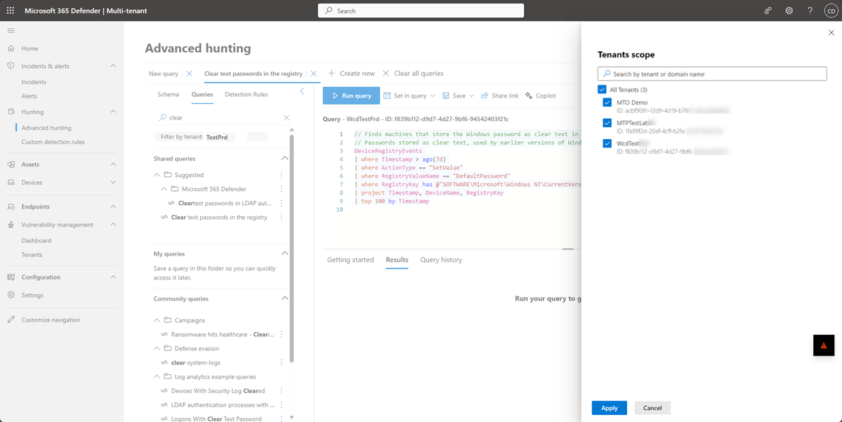 Advanced hunting in Microsoft Defender multitenant management ... Advanced hunting in Microsoft Defender multitenant management ...