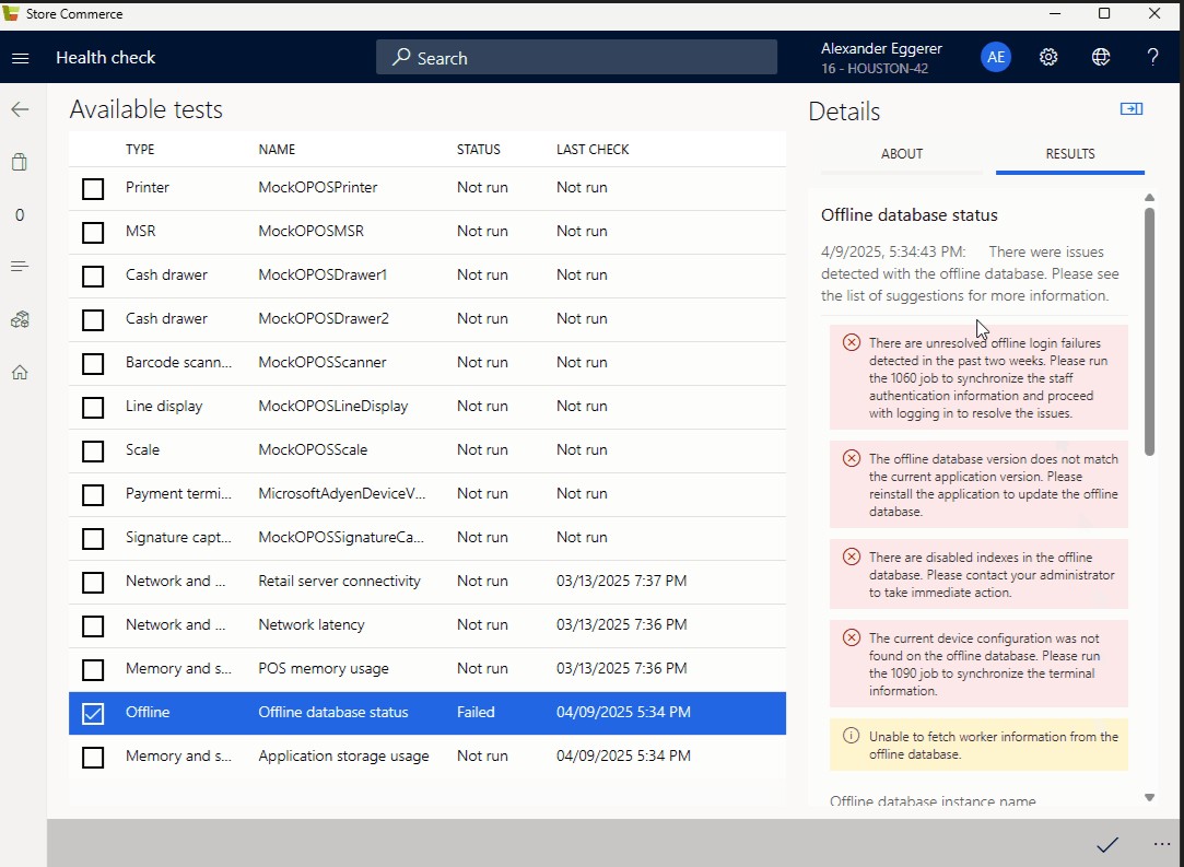 Health check view for offline readiness - Commerce | Dynamics 365 ...