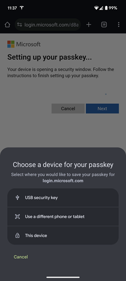 Register a passkey using a mobile device - Microsoft Entra ID ... Register a passkey using a mobile device - Microsoft Entra ID ...