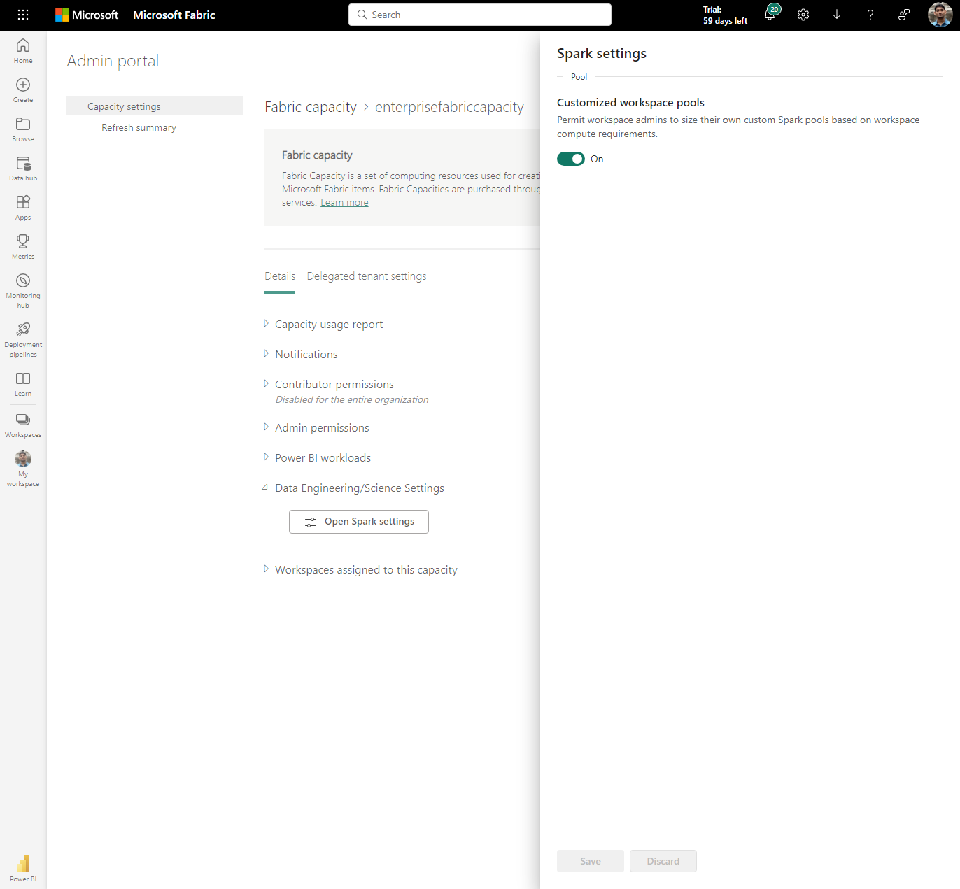 Configure data engineering and science capacity admin settings ... Configure data engineering and science capacity admin settings ...