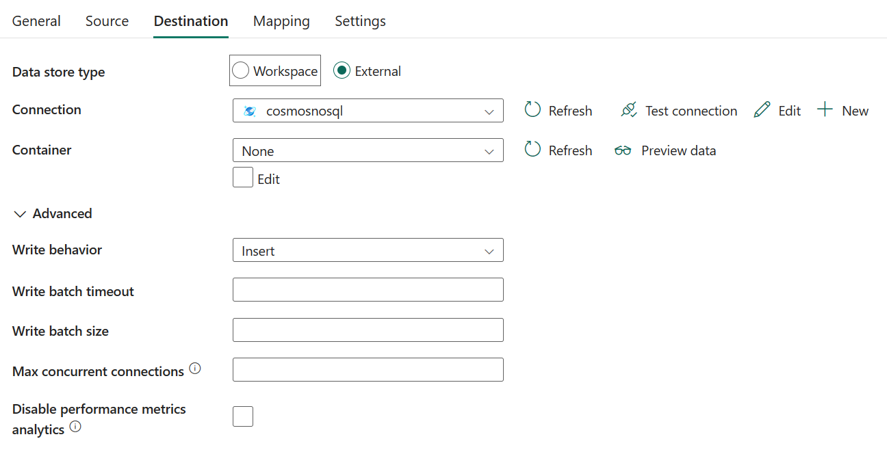 Configure Azure Cosmos Db For Nosql In A Copy Activity Microsoft Fabric Microsoft Learn
