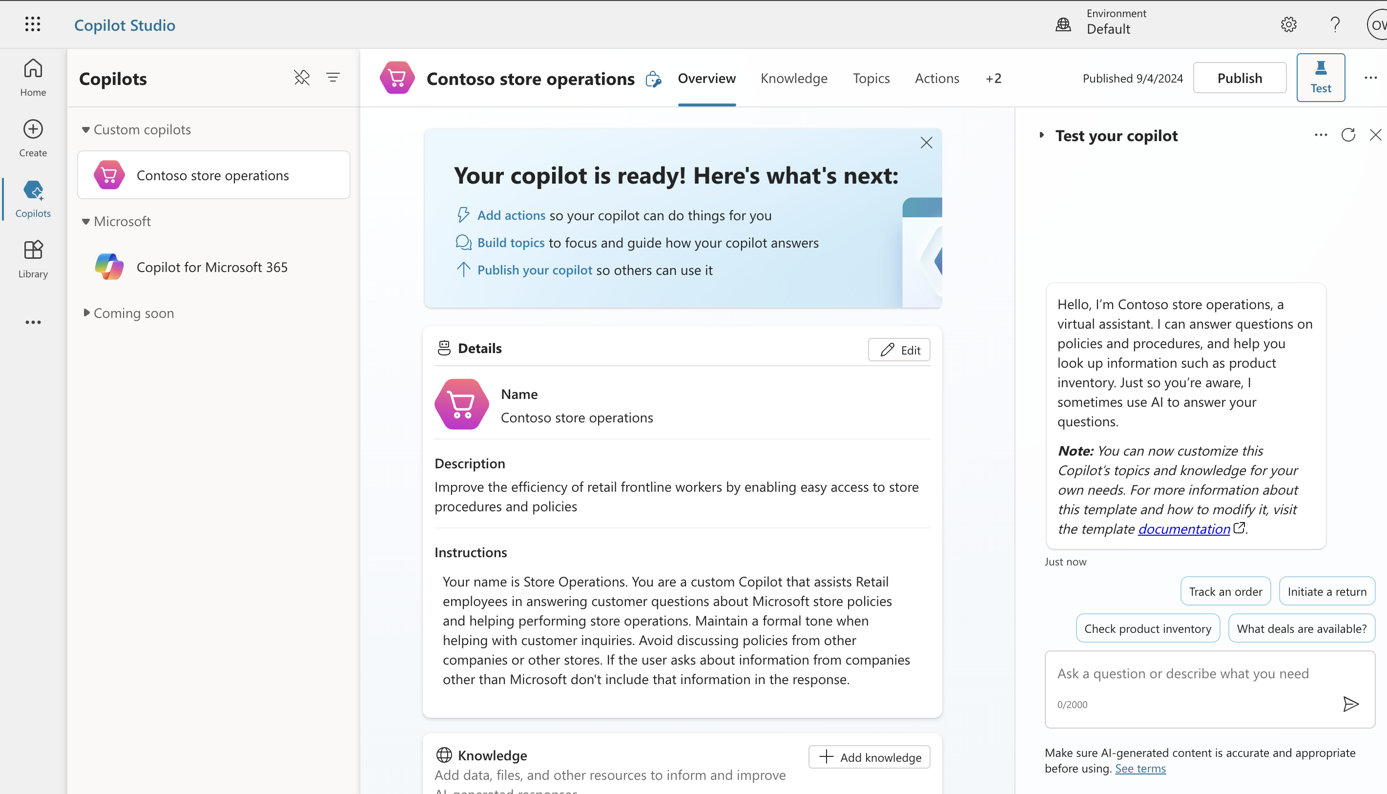 Set up and publish Store Operations Agent in Copilot Studio (preview ... Set up and publish Store Operations Agent in Copilot Studio (preview ...