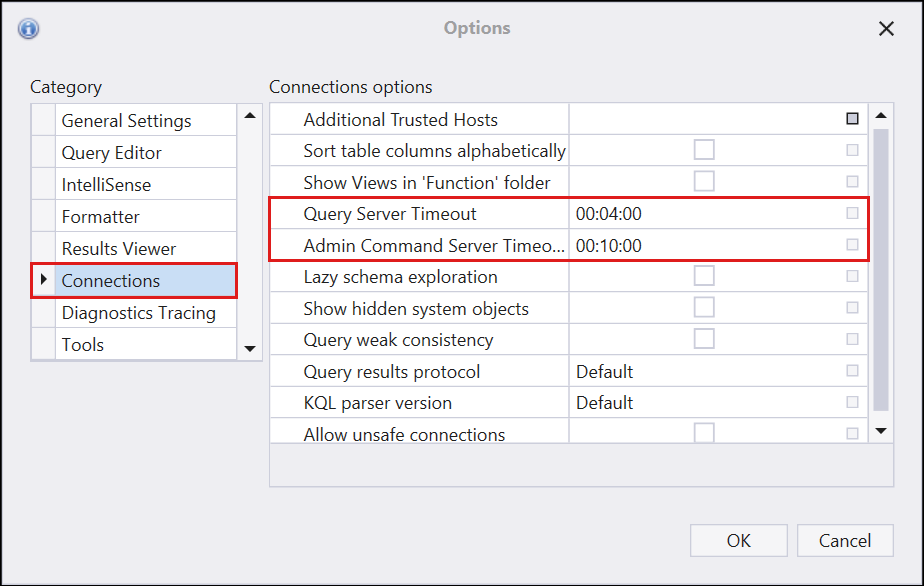Set Timeouts Kusto Microsoft Learn