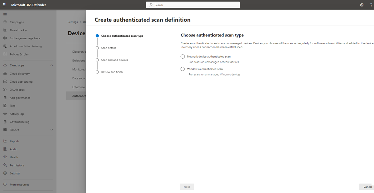 Authenticated scan for Windows in Defender Vulnerability Management ... Authenticated scan for Windows in Defender Vulnerability Management ...