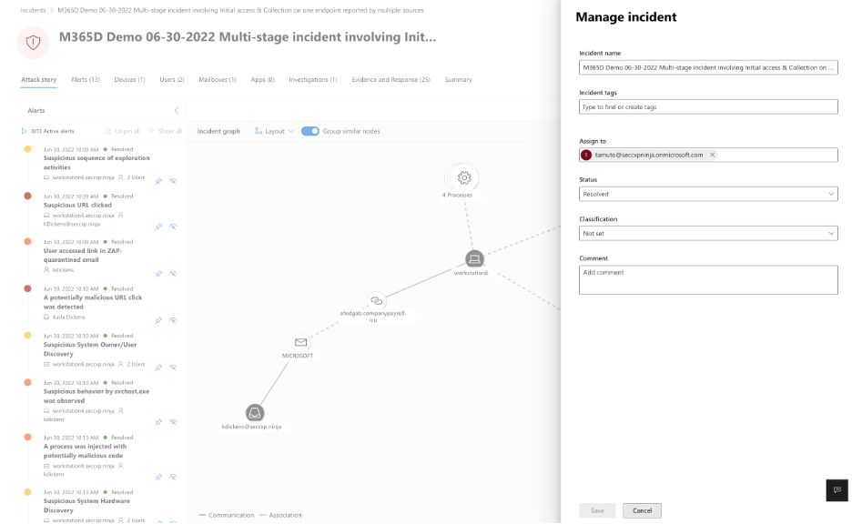 Manage incidents in Microsoft 365 Defender | Microsoft Learn Manage incidents in Microsoft 365 Defender | Microsoft Learn