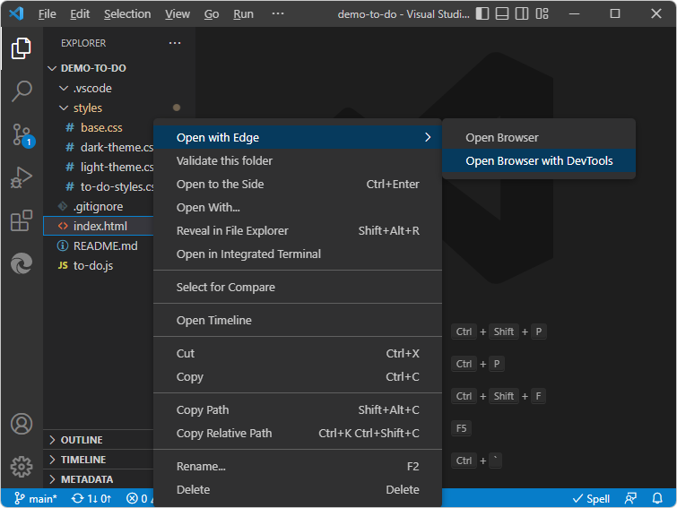 Get Started By Right Clicking An Html File Microsoft Edge Development Microsoft Learn