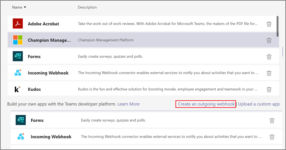 Create an Outgoing Webhook - Teams | Microsoft Learn Create an Outgoing Webhook - Teams | Microsoft Learn