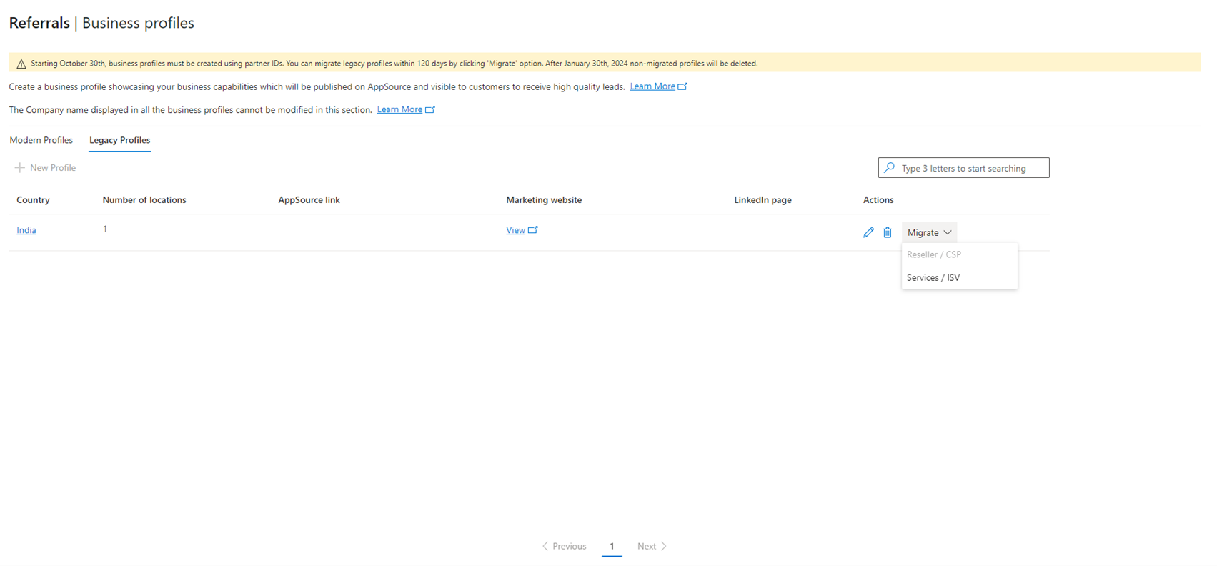Migrate your existing profile - Partner Center | Microsoft Learn Migrate your existing profile - Partner Center | Microsoft Learn