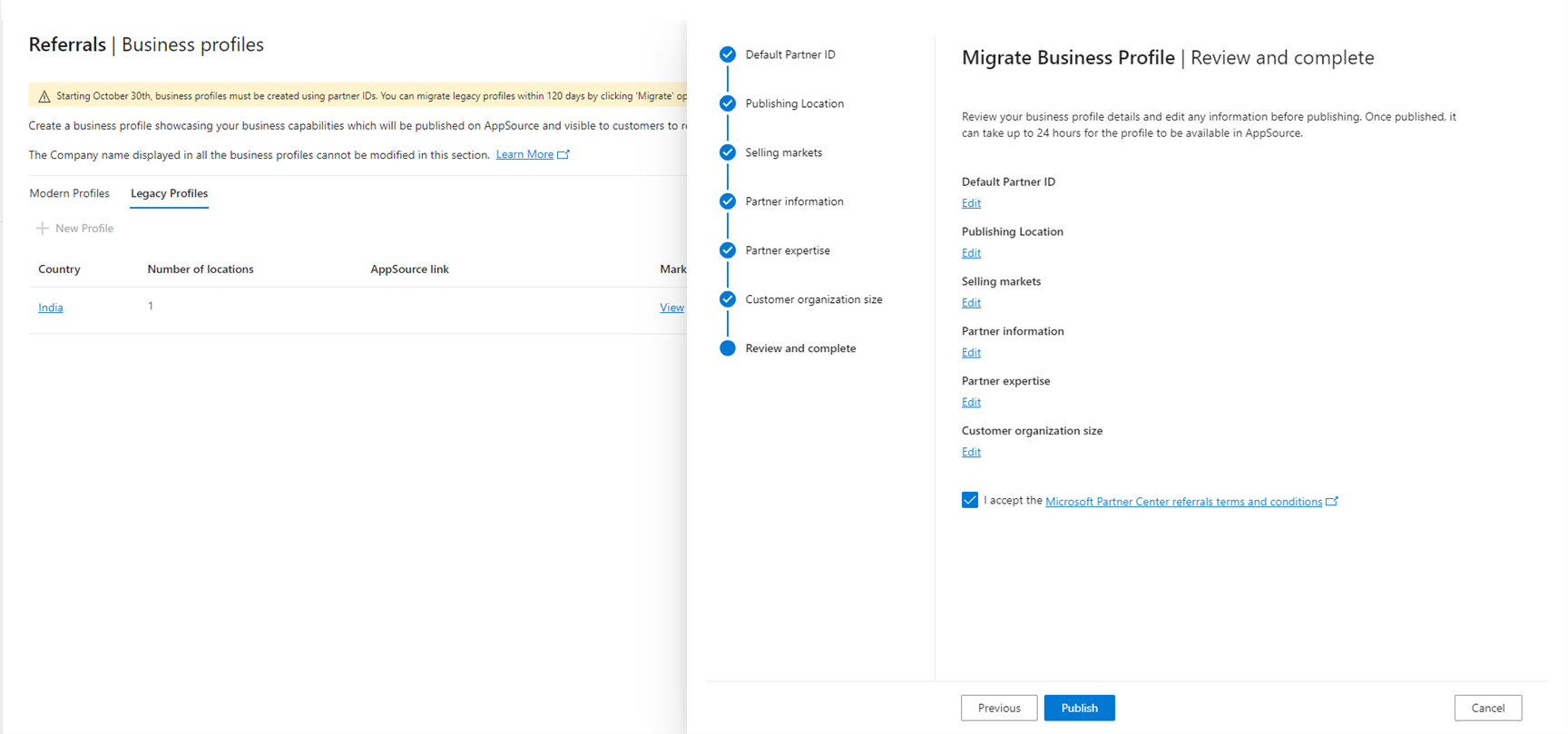 Migrate your existing profile - Partner Center | Microsoft Learn Migrate your existing profile - Partner Center | Microsoft Learn