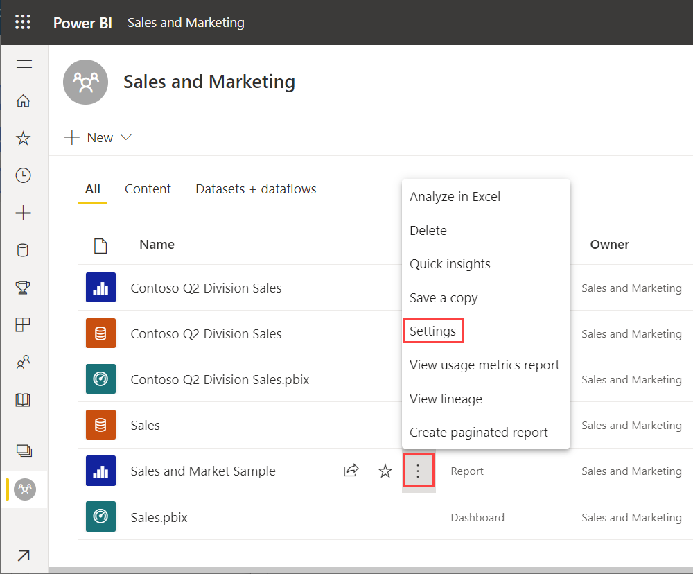 Set contact information for reports and dashboards in the Power BI ...