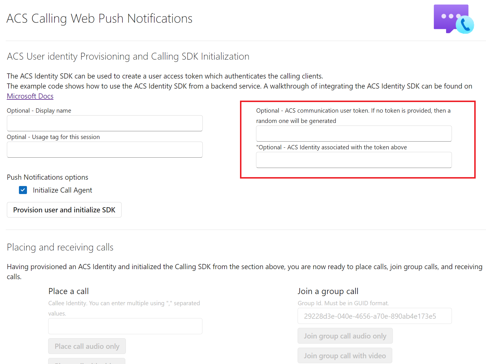 Acs Web Calling Sdk Web Push Notifications Architecture Quickstart Code Samples Microsoft
