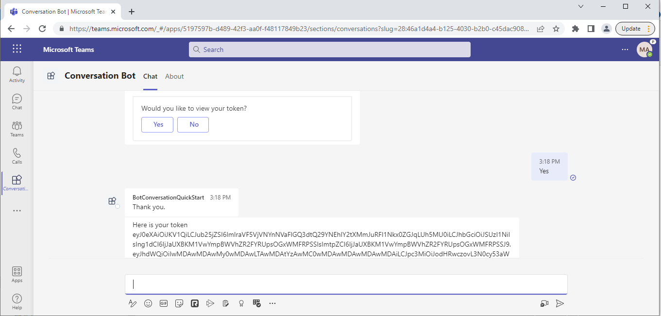 Teams Conversation Bot Sso Quick Start Code Samples Microsoft Learn