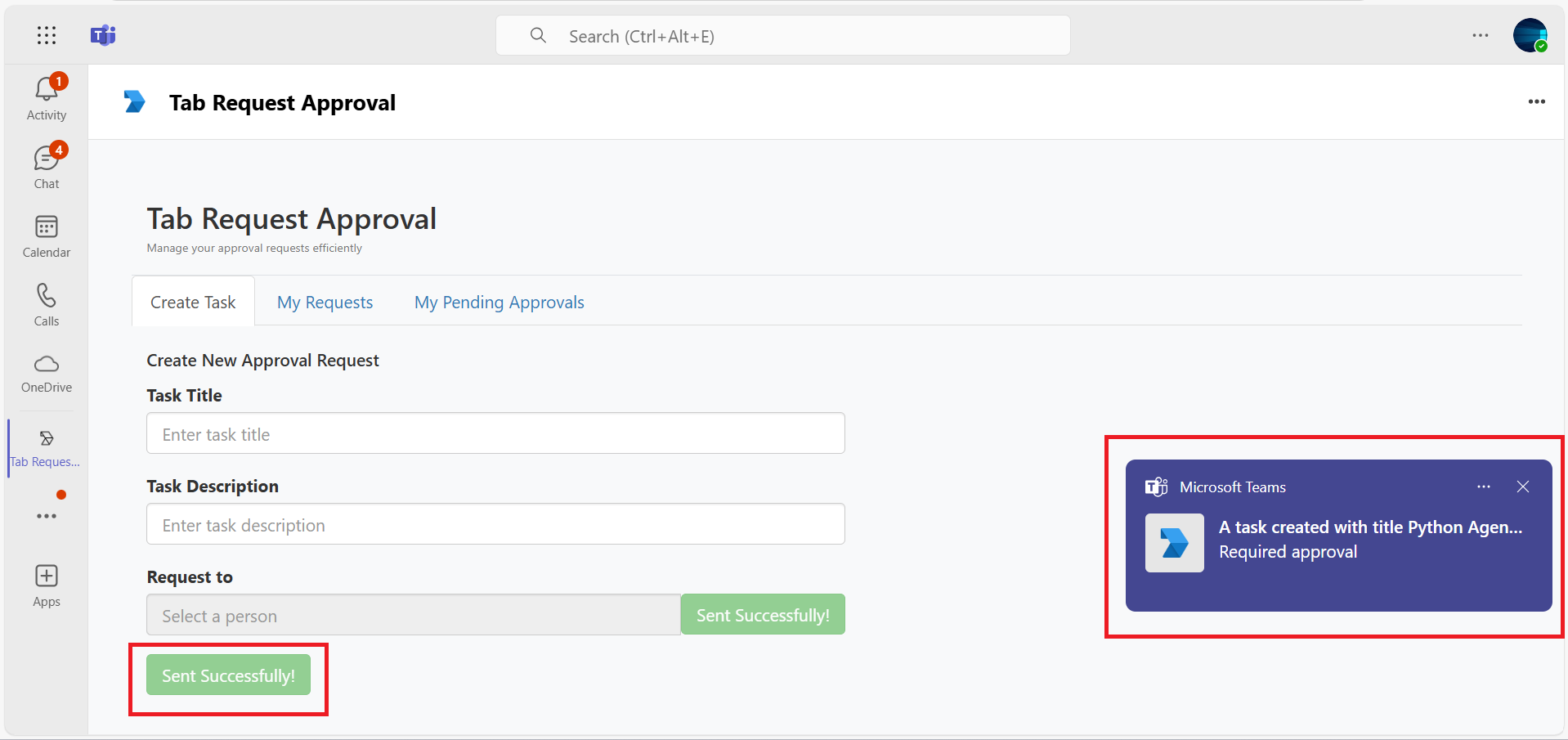 Send task approval request using activity feed notification (Graph APIs ...