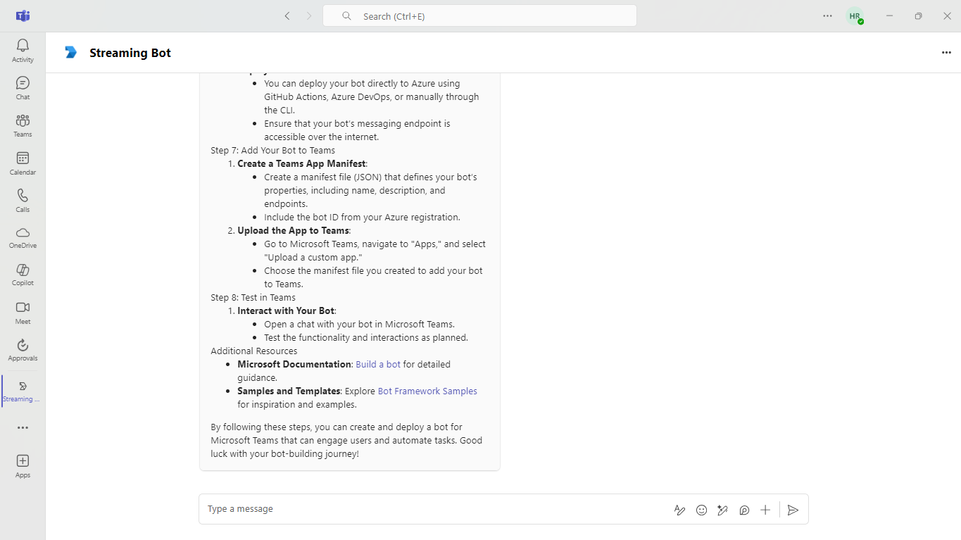 Teams Streaming Bot Sample Code Samples Microsoft Learn