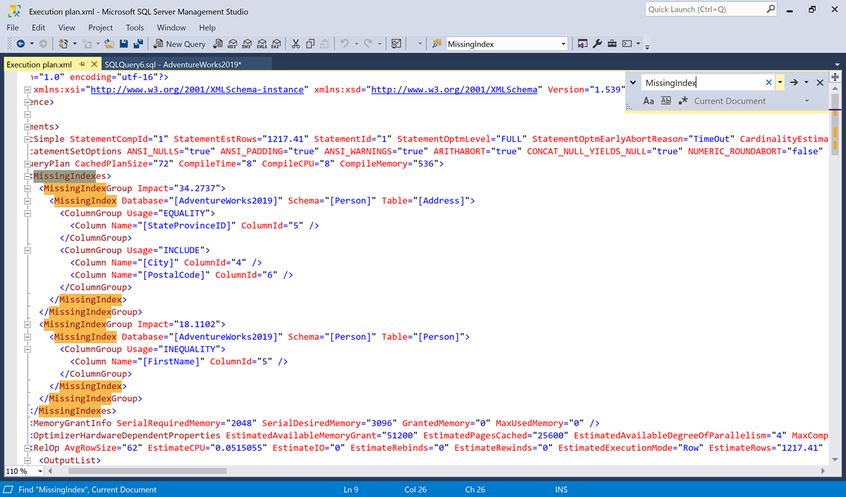 Tune Nonclustered Indexes With Missing Index Suggestions Sql Server Microsoft Learn