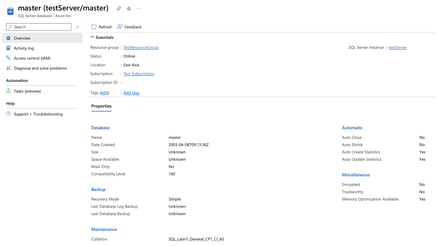 View Sql Server Databases Sql Server Enabled By Azure Arc Microsoft Learn