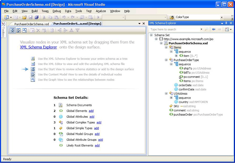 XML Schema Designer Start View - Visual Studio (Windows) | Microsoft Learn XML Schema Designer Start View - Visual Studio (Windows) | Microsoft Learn