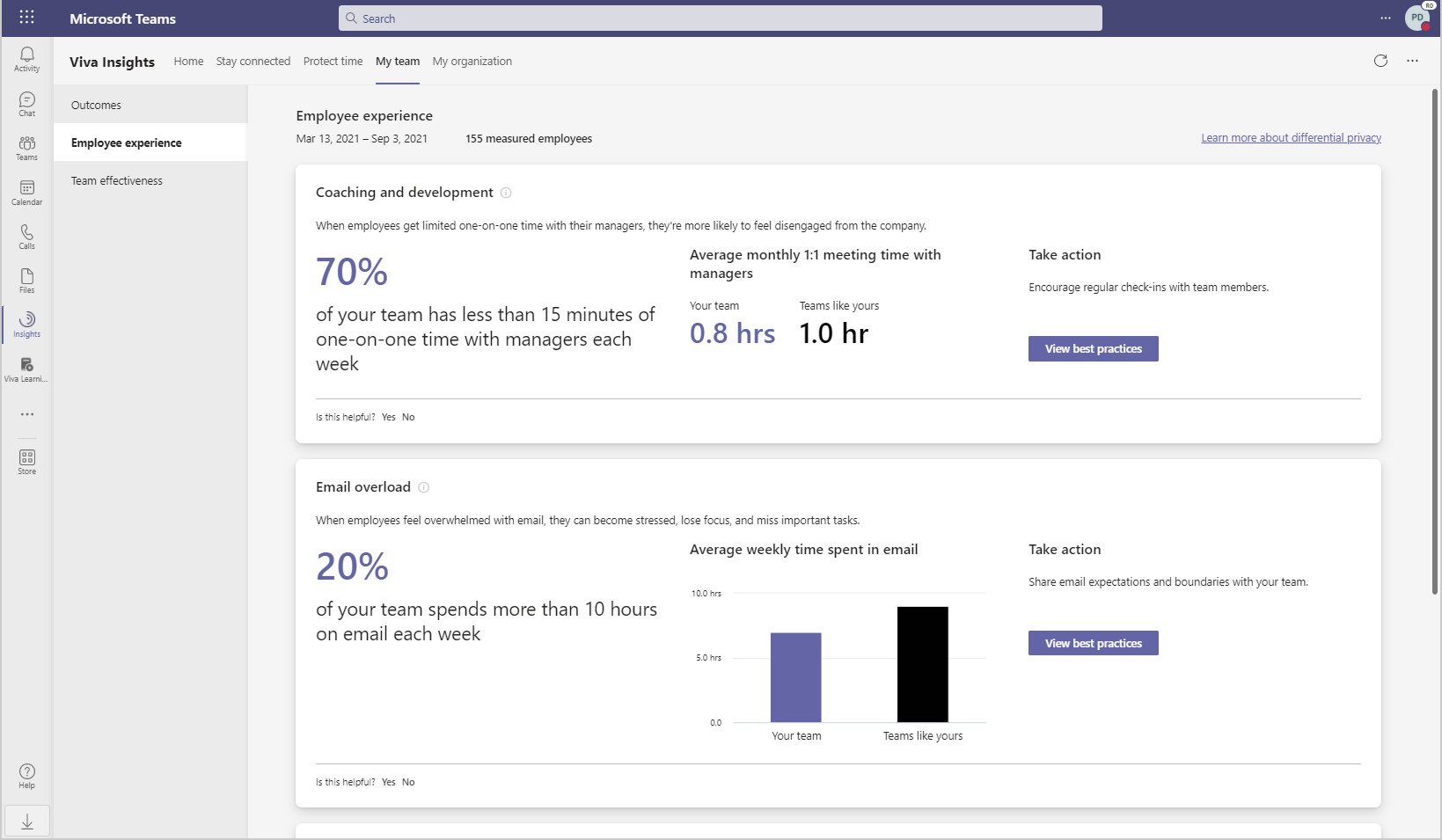 Team experience in Viva Insights | Microsoft Learn Team experience in Viva Insights | Microsoft Learn