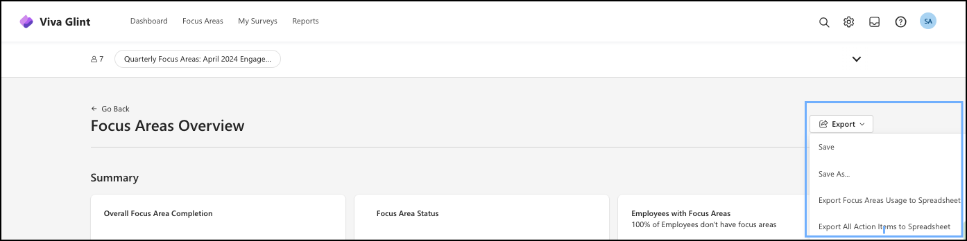 Use Viva Glint's Focus Area Overview report | Microsoft Learn Use Viva Glint's Focus Area Overview report | Microsoft Learn