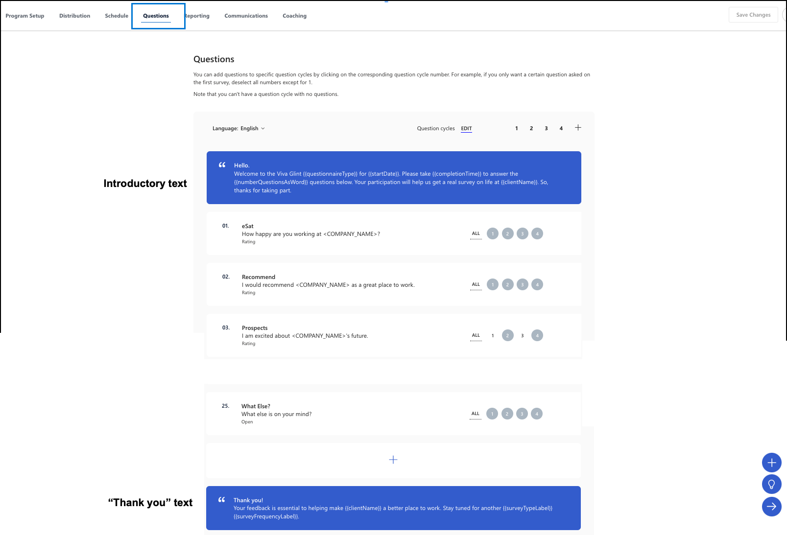 Questions setup in Program Summary of Viva Glint | Microsoft Learn Questions setup in Program Summary of Viva Glint | Microsoft Learn