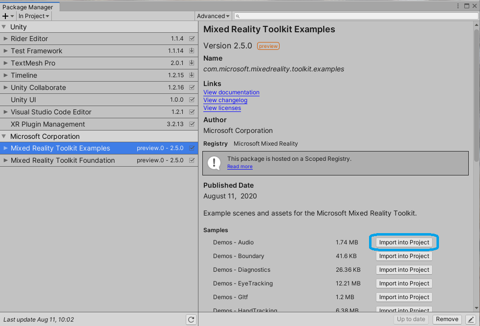 Using the Unity Package Manager - MRTK 2 | Microsoft Learn Using the Unity Package Manager - MRTK 2 | Microsoft Learn