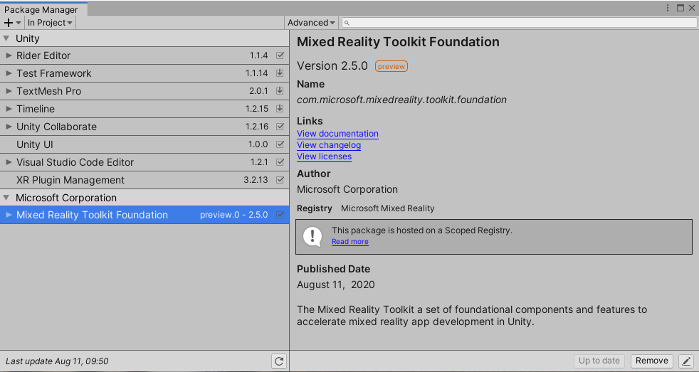 Using the Unity Package Manager - MRTK 2 | Microsoft Learn Using the Unity Package Manager - MRTK 2 | Microsoft Learn