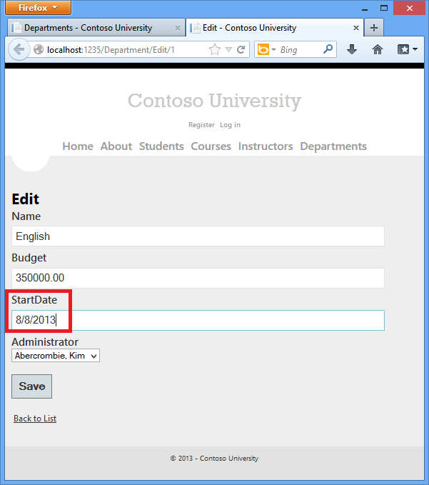 Manejar la simultaneidad con Entity Framework en una aplicación MVC de ASP.NET (7 de 10 ...