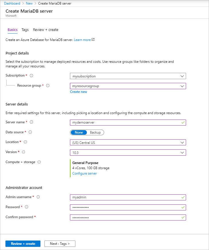 Tutorial: Diseño de un servidor de Azure Database for MariaDB - Azure ... Tutorial: Diseño de un servidor de Azure Database for MariaDB - Azure ...