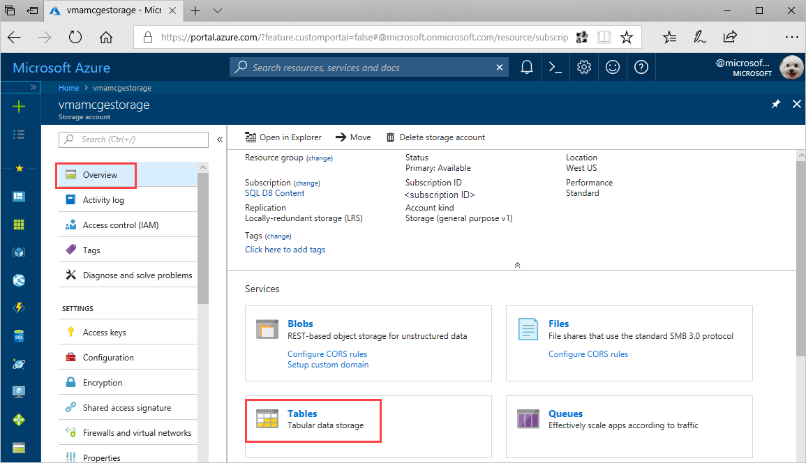 Inicio Rápido Creación De Una Tabla De Azure Storage En Azure Portal Microsoft Learn