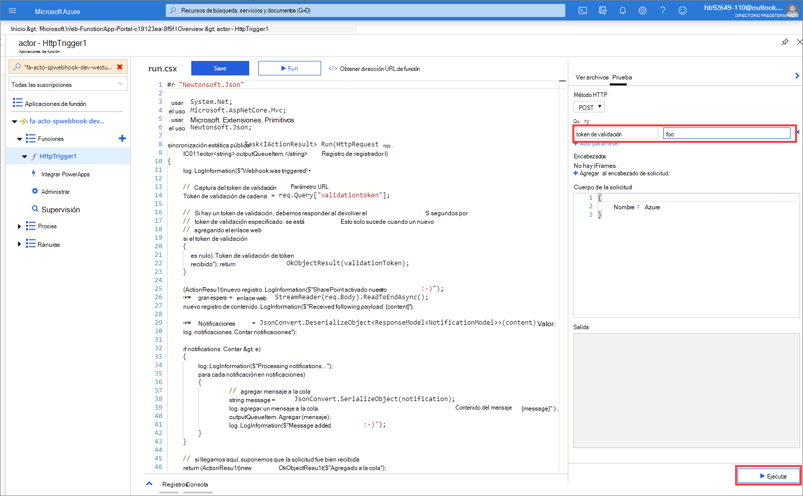 Usar Azure Functions Con Webhooks De Sharepoint Microsoft Learn