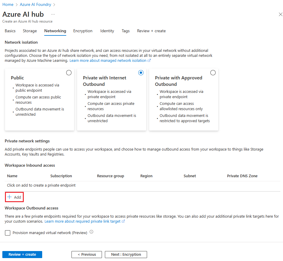 Créer un hub sécurisé - Azure AI Foundry | Microsoft Learn Créer un hub sécurisé - Azure AI Foundry | Microsoft Learn