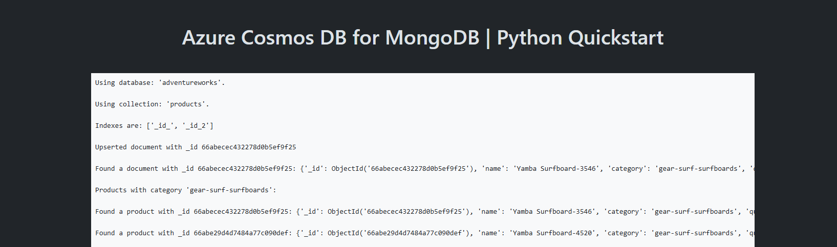 Démarrage Rapide Azure Cosmos Db For Mongodb Pour Python Avec Pilote Mongodb Microsoft Learn