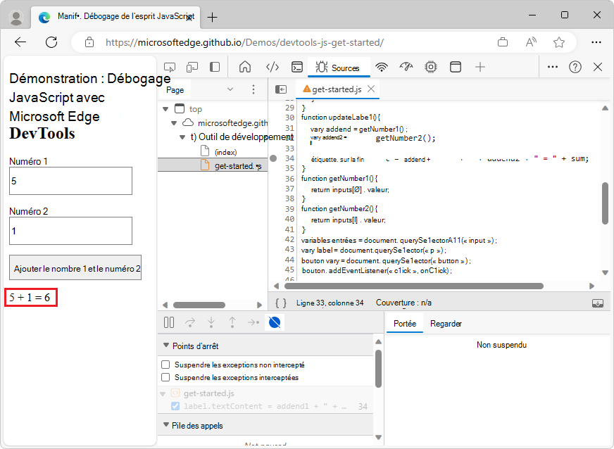 Commencer à déboguer JavaScript - Microsoft Edge Developer documentation | Microsoft Learn