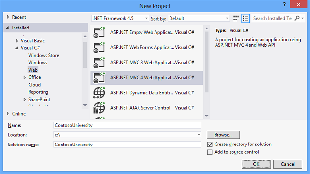 Membuat Model Data Kerangka Kerja Entitas untuk Aplikasi MVC ASP.NET (1 dari 10) | Microsoft Learn