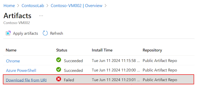 Troubleshoot Artifacts On Lab Virtual Machines Azure Devtest Labs Microsoft Learn 4755