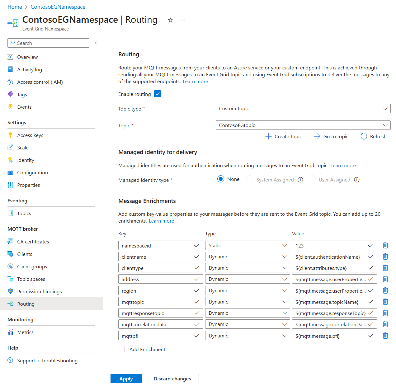 Pengayaan Untuk Pesan Rute Mqtt Azure Event Grid Microsoft Learn