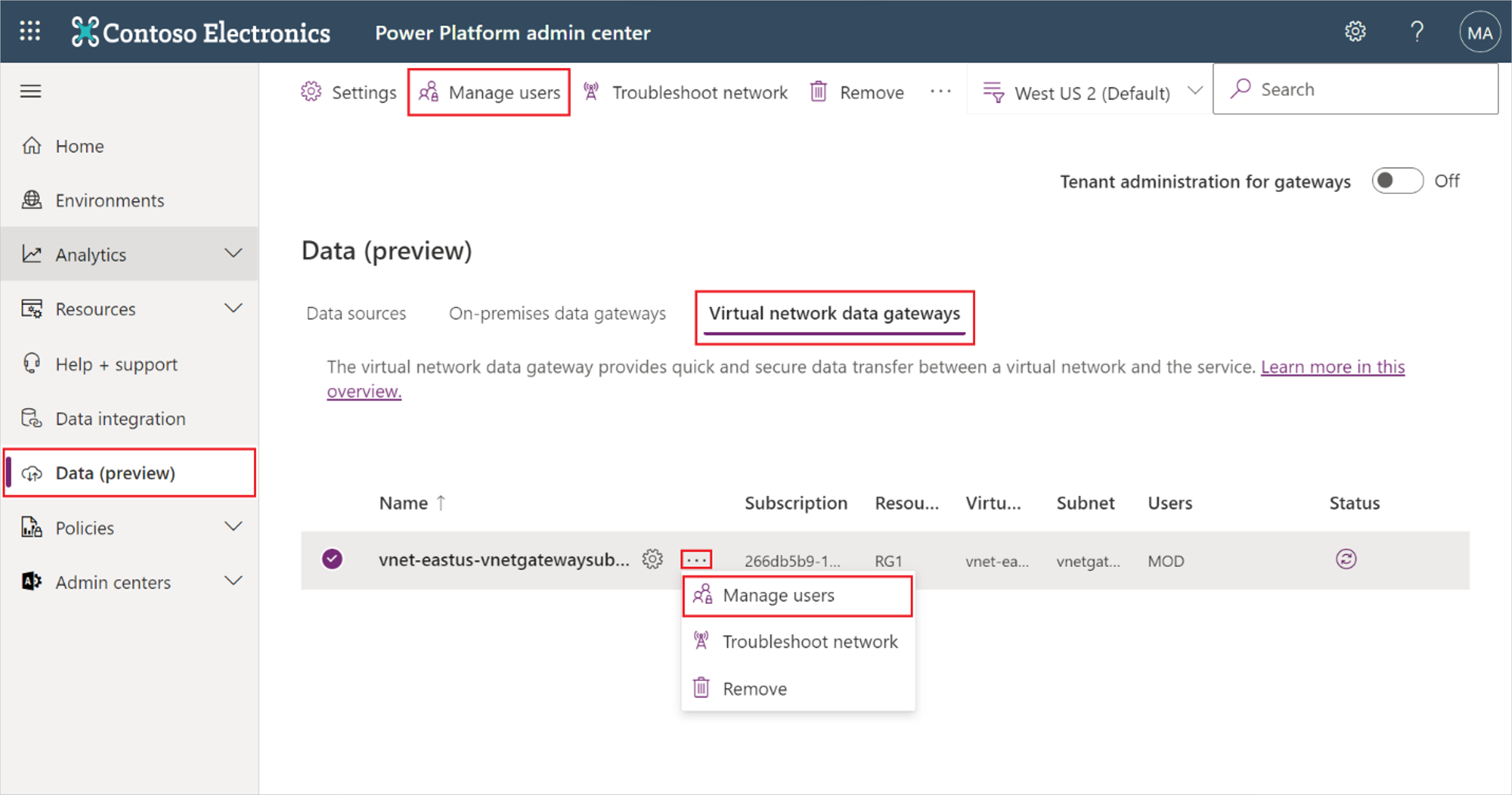 Mengelola peran keamanan gateway data VNet | Microsoft Learn Mengelola peran keamanan gateway data VNet | Microsoft Learn