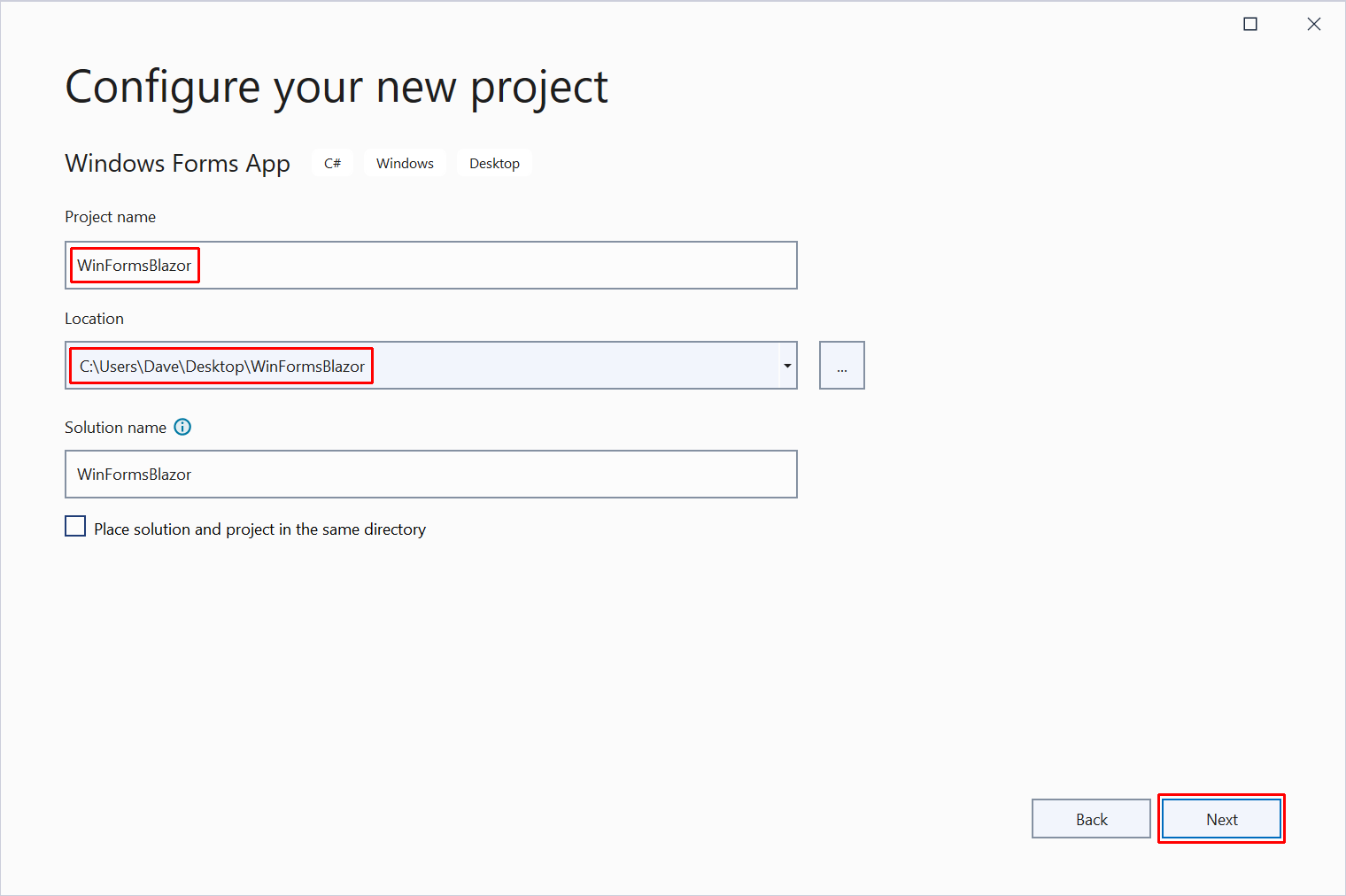 Creare Unapp Windows Form Blazor Microsoft Learn