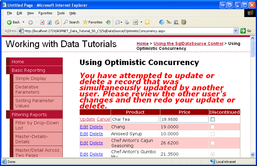 Implementazione Della Concorrenza Ottimistica Con Sqldatasource C Microsoft Learn